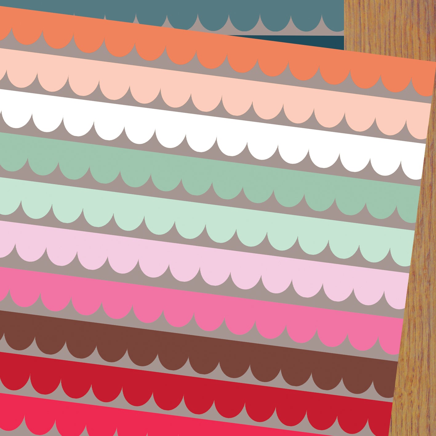 WP109 scallop wrapping paper two sheets