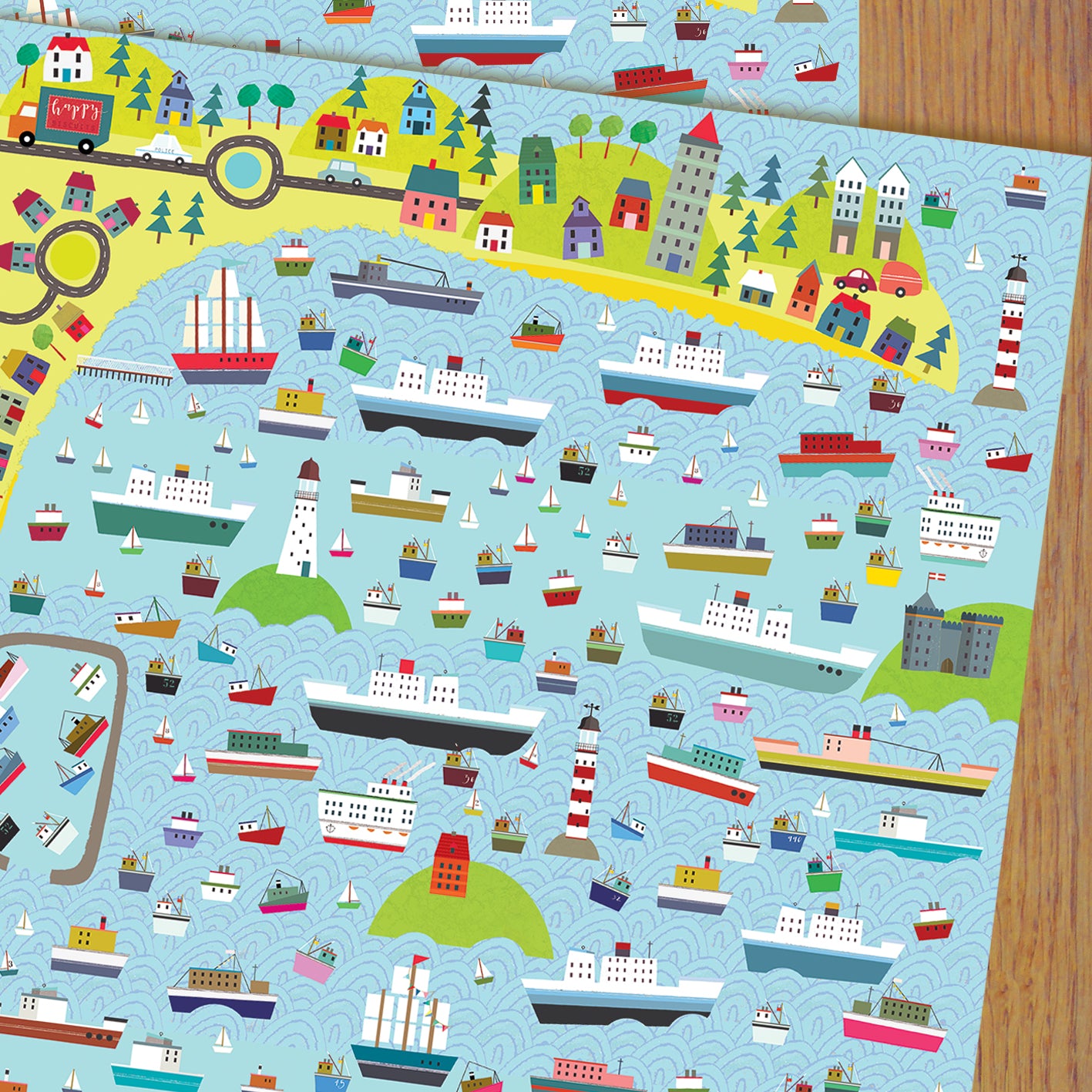 WP123 boats wrapping paper two sheets